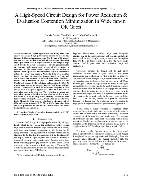 (PDF) A high-speed circuit design for power reduction & evaluation ...