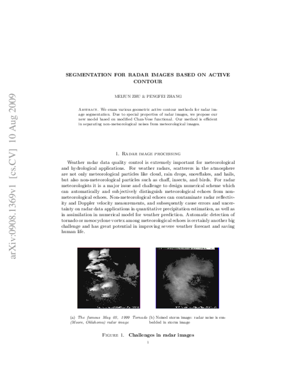 (PDF) Segmentation for radar images based on active contour
