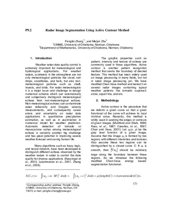 (PDF) Radar Image Segmentation Using Active Contour Method