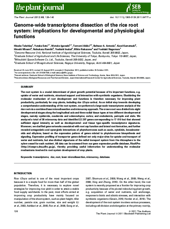 (PDF) Genome-wide transcriptome dissection of the rice root system ...