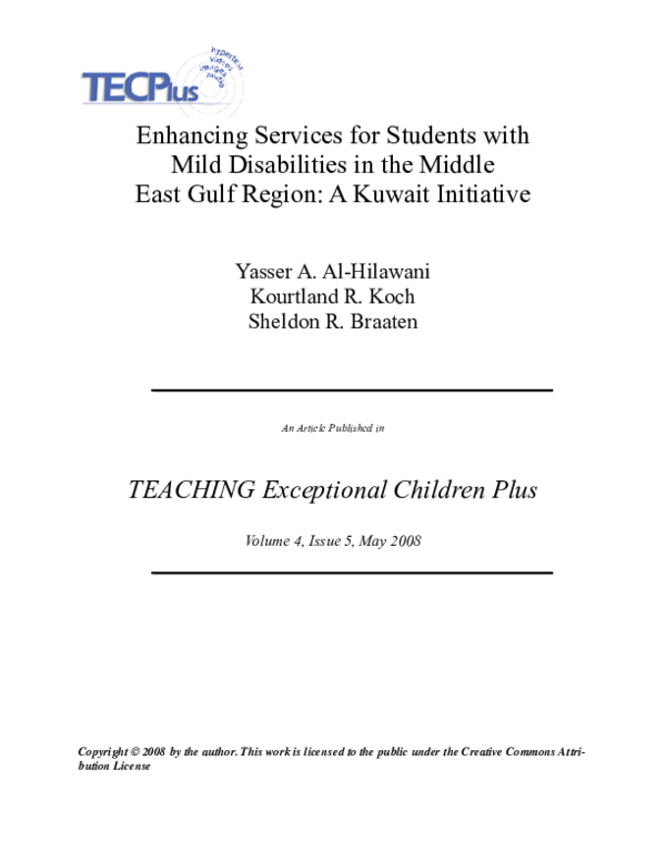 (PDF) Enhancing Services for Students with Mild Disabilities in the ...