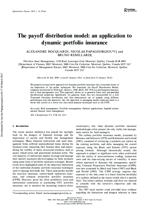 (PDF) The payoff distribution model: an application to dynamic ...