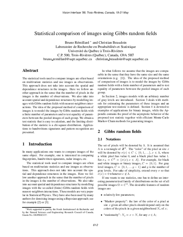 (PDF) Statistical comparison of images using Gibbs random fields ...