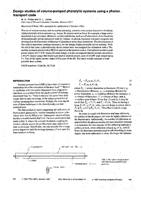 (PDF) Design studies of volume‐pumped photolytic systems using a photon ...