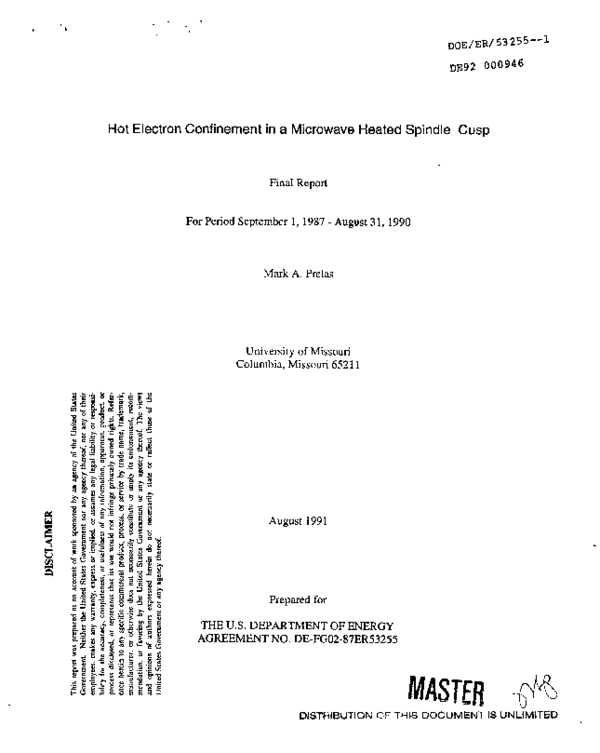 (PDF) Hot electron confinement in a microwave heated spindle cusp