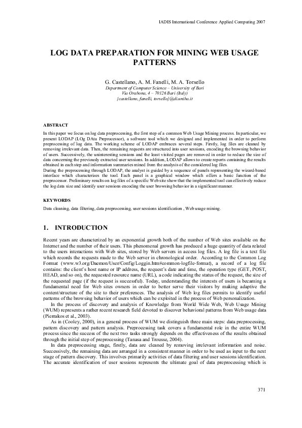 (PDF) Log Data Preparation for Mining Web Usage Patterns