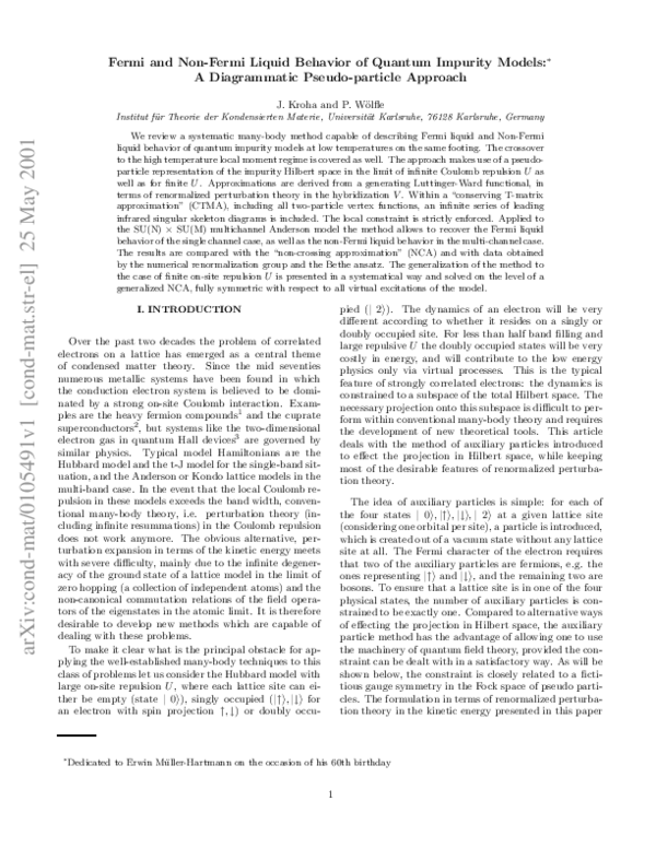 (PDF) Fermi and Non-Fermi Liquid Behavior of Quantum Impurity Models: A ...