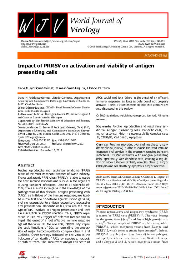 (PDF) Impact of PRRSV on activation and viability of antigen presenting ...