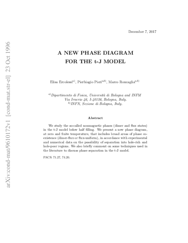 (PDF) A new phase diagram for the t-J model