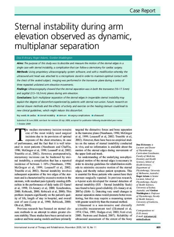 (PDF) Sternal instability during arm elevation observed as dynamic ...