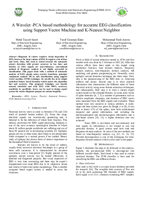 (PDF) A Wavelet-PCA based methodology for accurate EEG classification using Support Vector ...