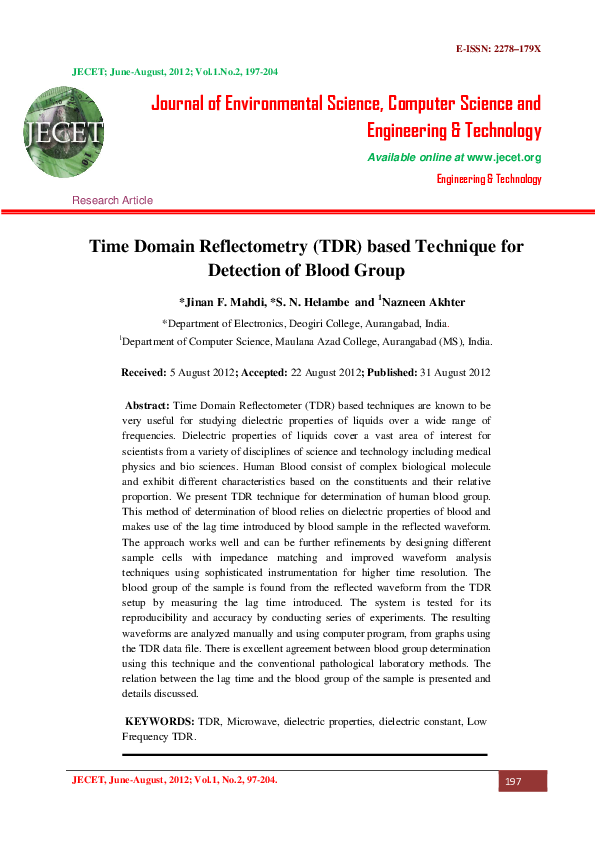 (PDF) Time Domain Reflectometry (TDR) based Technique for Detection of ...