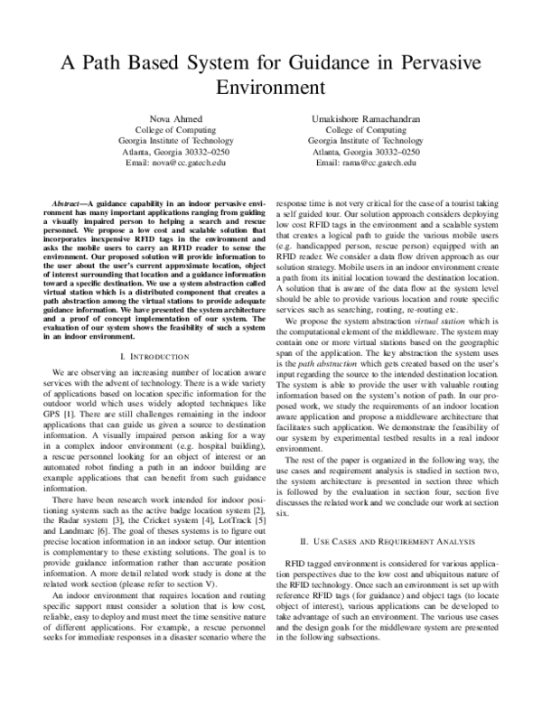 (PDF) A Path Based System for Guidance in Pervasive Environment