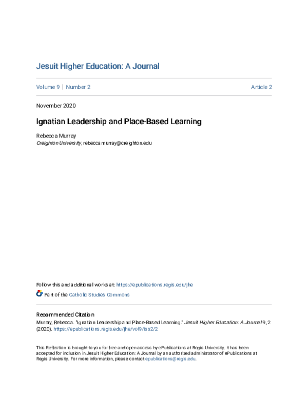 (PDF) Ignatian Leadership and Place-Based Learning