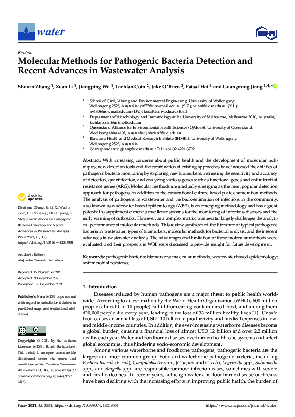 Pdf Molecular Methods For Pathogenic Bacteria Detection And Recent