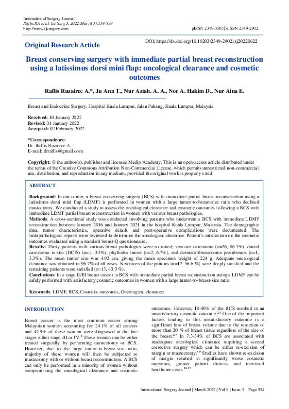 (PDF) Breast conserving surgery with immediate partial breast ...