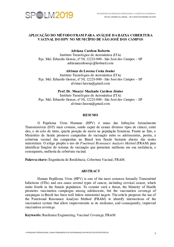(PDF) Aplicação Do Método Fram Para Análise Da Baixa Cobertura Vacinal ...