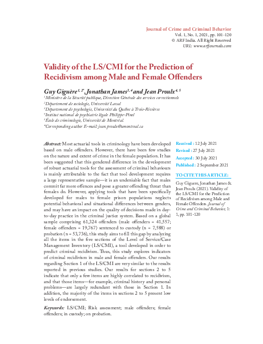 (PDF) Validity of the LS/CMI for the Prediction of Recidivism among ...