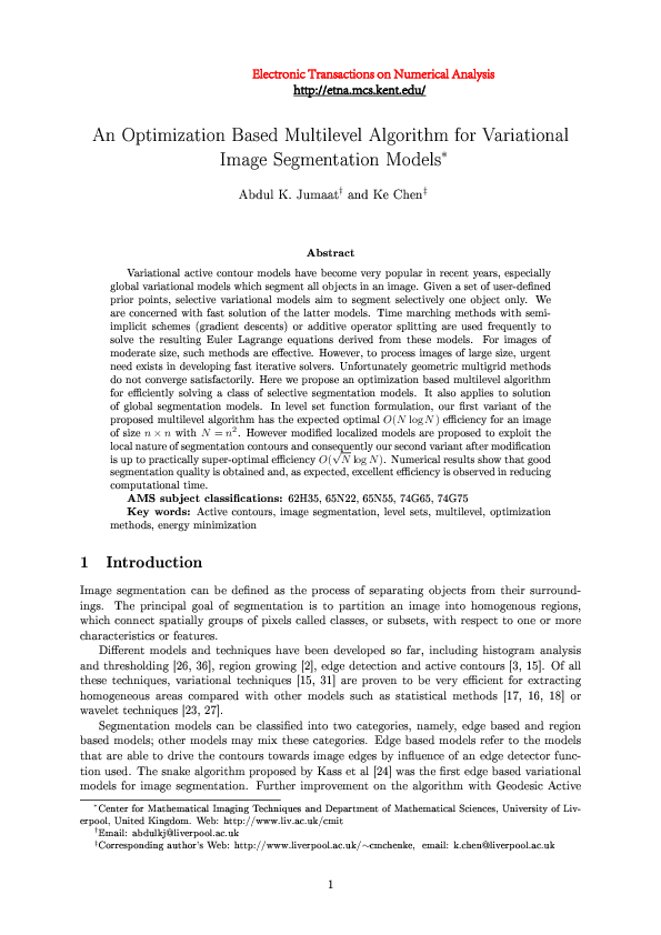 Pdf An Optimization Based Multilevel Algorithm For Variational Image