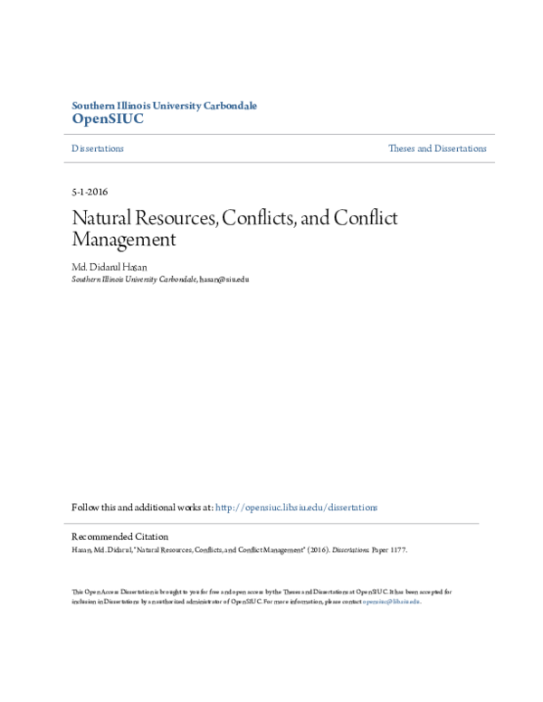 (PDF) Natural Resources, Conflicts, and Conflict Management NATURAL ...