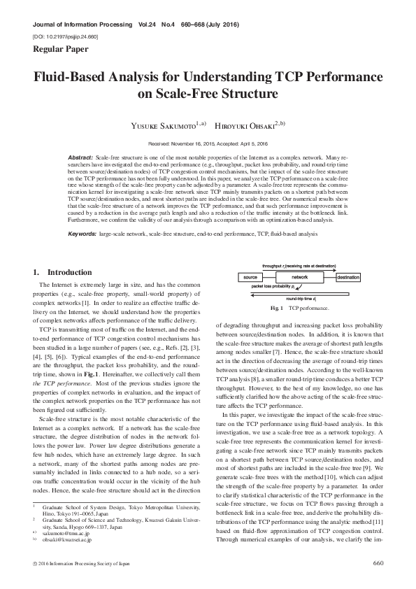 Pdf Fluid Based Analysis For Understanding Tcp Performance On Scale Free Structure