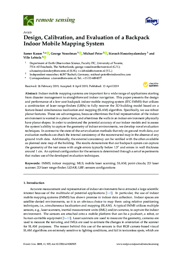 (PDF) Design, Calibration, and Evaluation of a Backpack Indoor Mobile ...