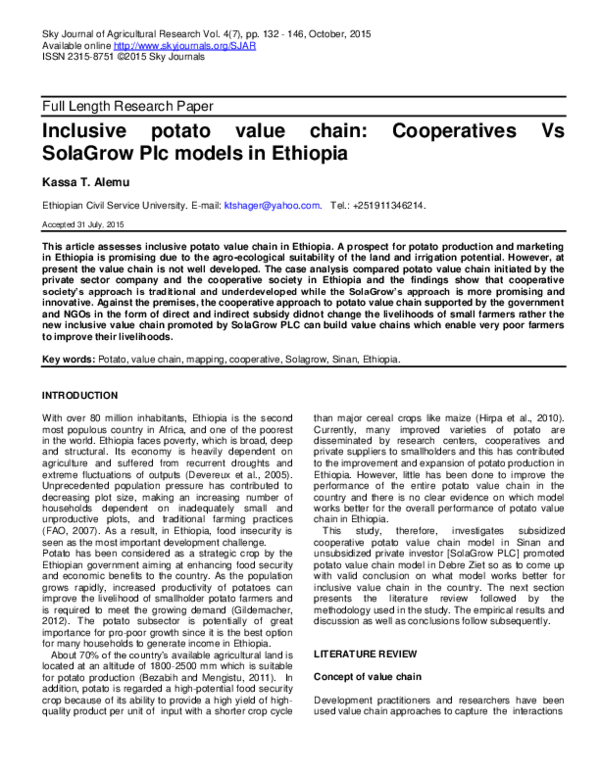 (PDF) Inclusive potato value chain: Cooperatives Vs SolaGrow Plc models ...