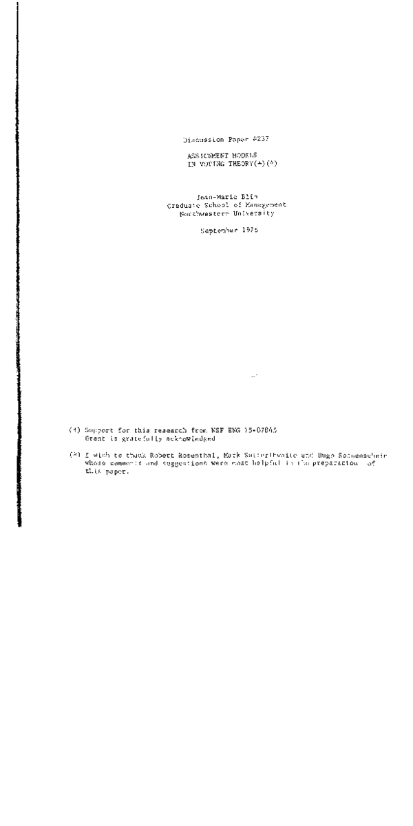 (PDF) Assignment Models in Voting Theory