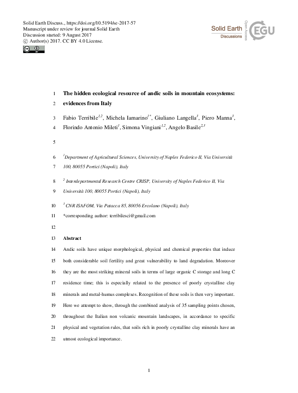 (PDF) The hidden ecological resource of andic soils in mountain ...