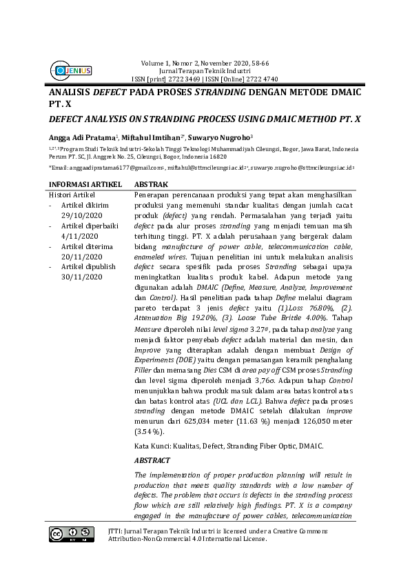 (PDF) Analisis Defect Pada Proses Stranding Dengan Metode Dmaic Pt. X ...