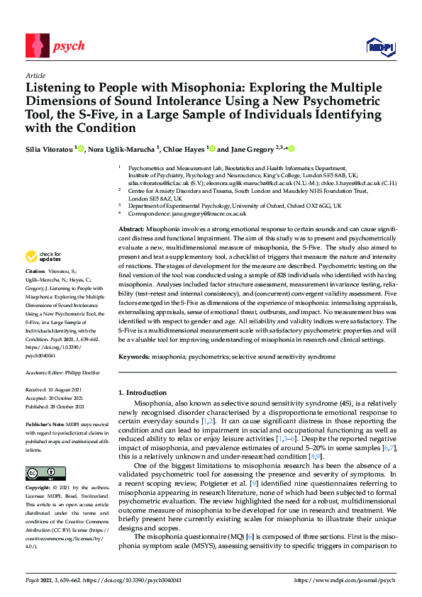 (PDF) Listening to People with Misophonia: Exploring the Multiple ...