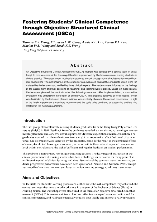 (PDF) Fostering Students ’ Clinical Competence through Objective ...