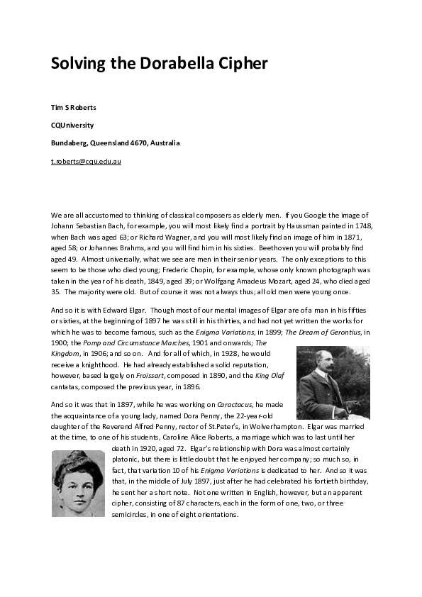 (PDF) Solving the Dorabella Cipher