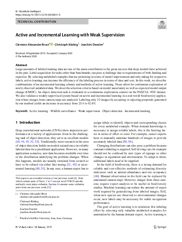 (PDF) Active and Incremental Learning with Weak Supervision