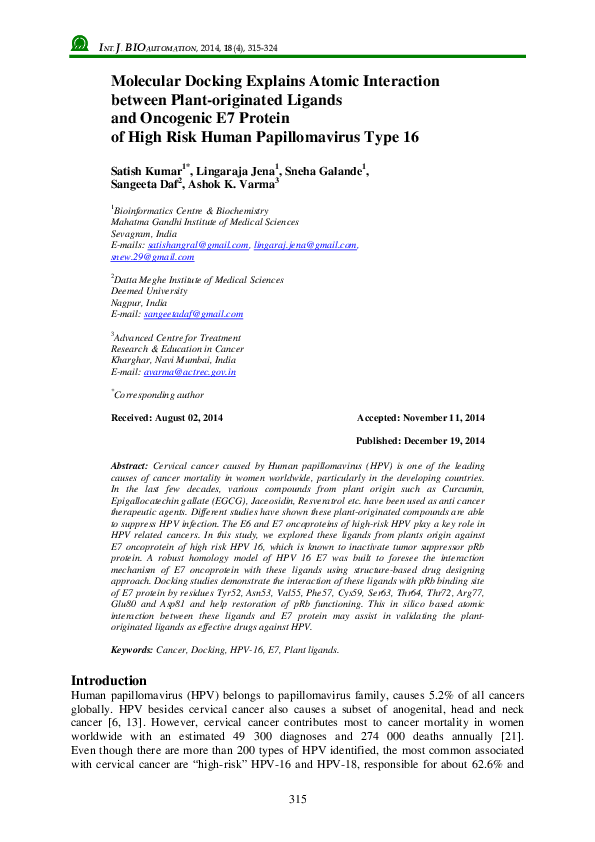 (PDF) Molecular Docking Explains Atomic Interaction between Plant-originated Ligands and ...