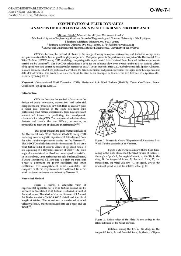 (PDF) Computational Fluid Dynamics Analysis of Horizontal Axis Wind Turbines Performance