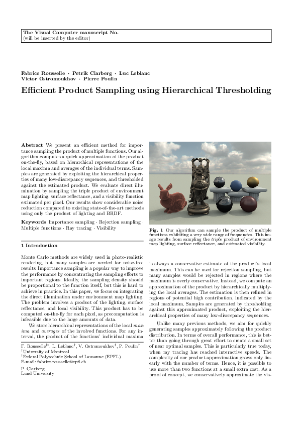 (PDF) Efficient Product Importance Sampling using Hierarchical Thresholding