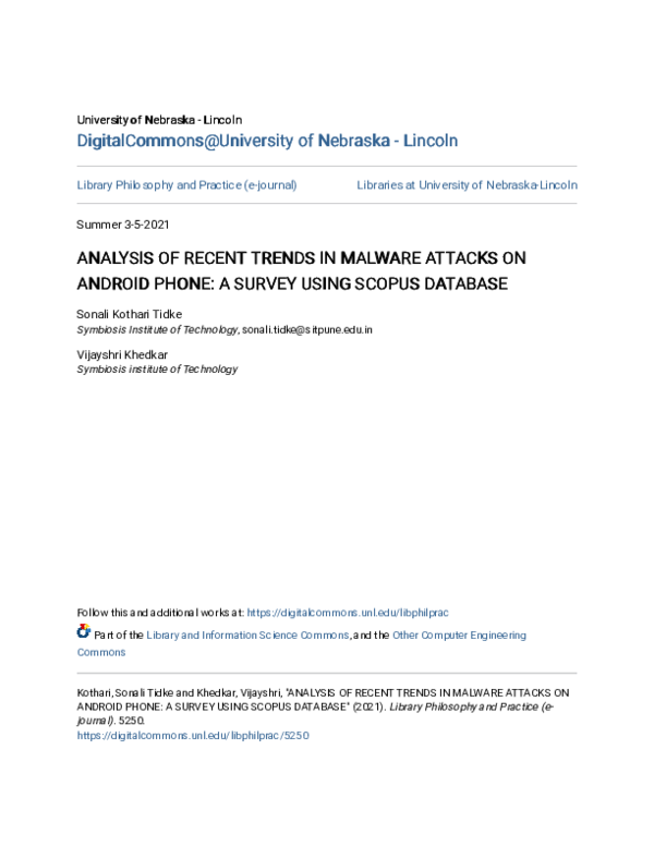 Pdf Analysis Of Recent Trends In Malware Attacks On Android Phone A