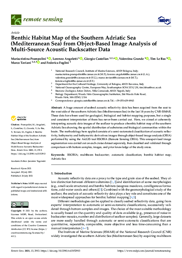 (PDF) Benthic Habitat Map of the Southern Adriatic Sea (Mediterranean Sea) from Object-Based ...