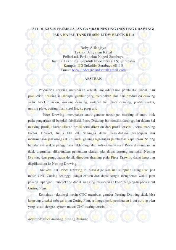 (PDF) Studi Kasus Peembuatan Gambar Nesting (Nesting Drawing) Pada ...