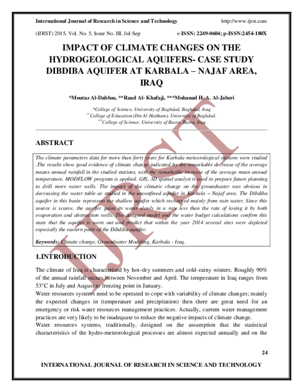 (PDF) Impact of Climate Changes on the Hydrogeological Aquifers-Case ...