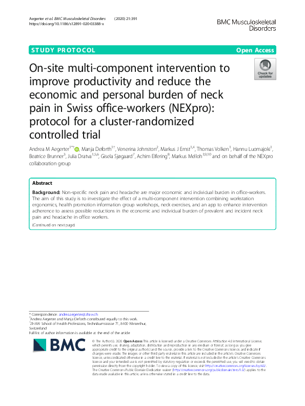 (PDF) On-site multi-component intervention to improve productivity and reduce the economic and ...