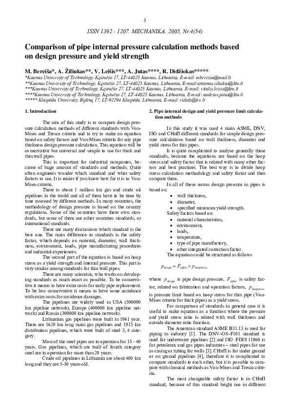 (PDF) Comparison of pipe internal pressure calculation methods based on ...