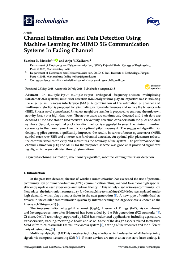 (PDF) Channel Estimation and Data Detection Using Machine Learning for MIMO 5G Communication ...