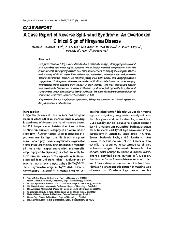 (PDF) A Case Report of Reverse Split-hand Syndrome: An Overlooked ...