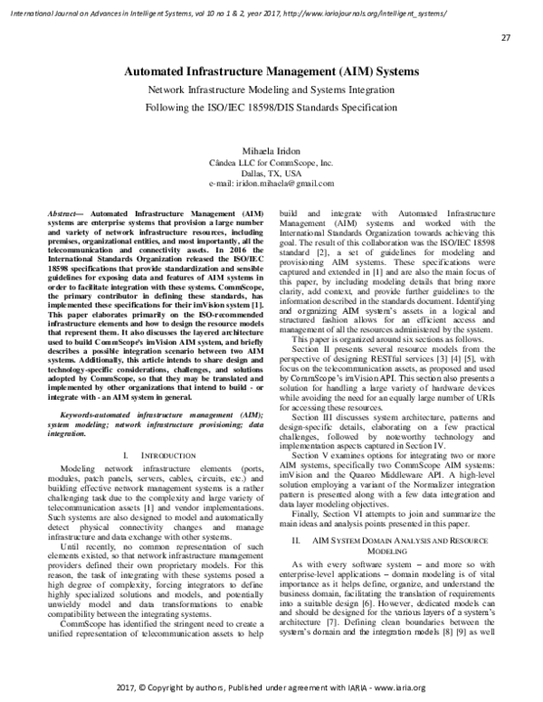 (PDF) Automated Infrastructure Management (AIM) Systems Network ...