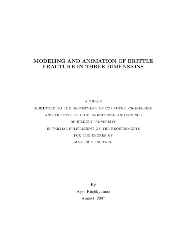 (PDF) Modelling and Animation of Brittle Fracture in Three Dimensions