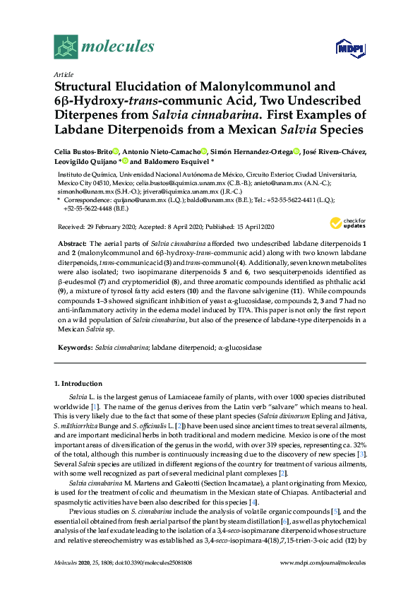 (PDF) Structural Elucidation of Malonylcommunol and 6β-Hydroxy-trans ...