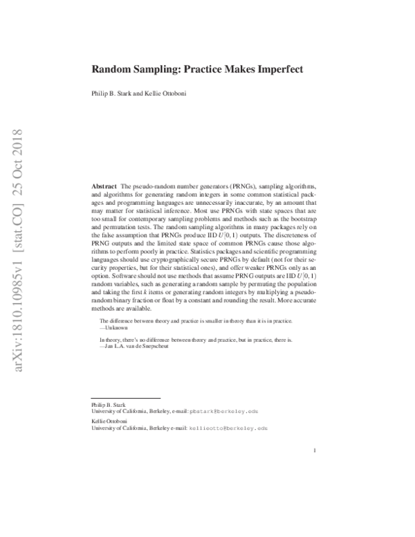 (PDF) Random Sampling: Practice Makes Imperfect