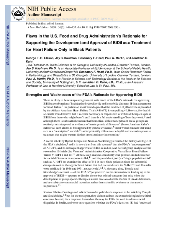 (PDF) Flaws in the US Food and Drug Administration's rationale for ...